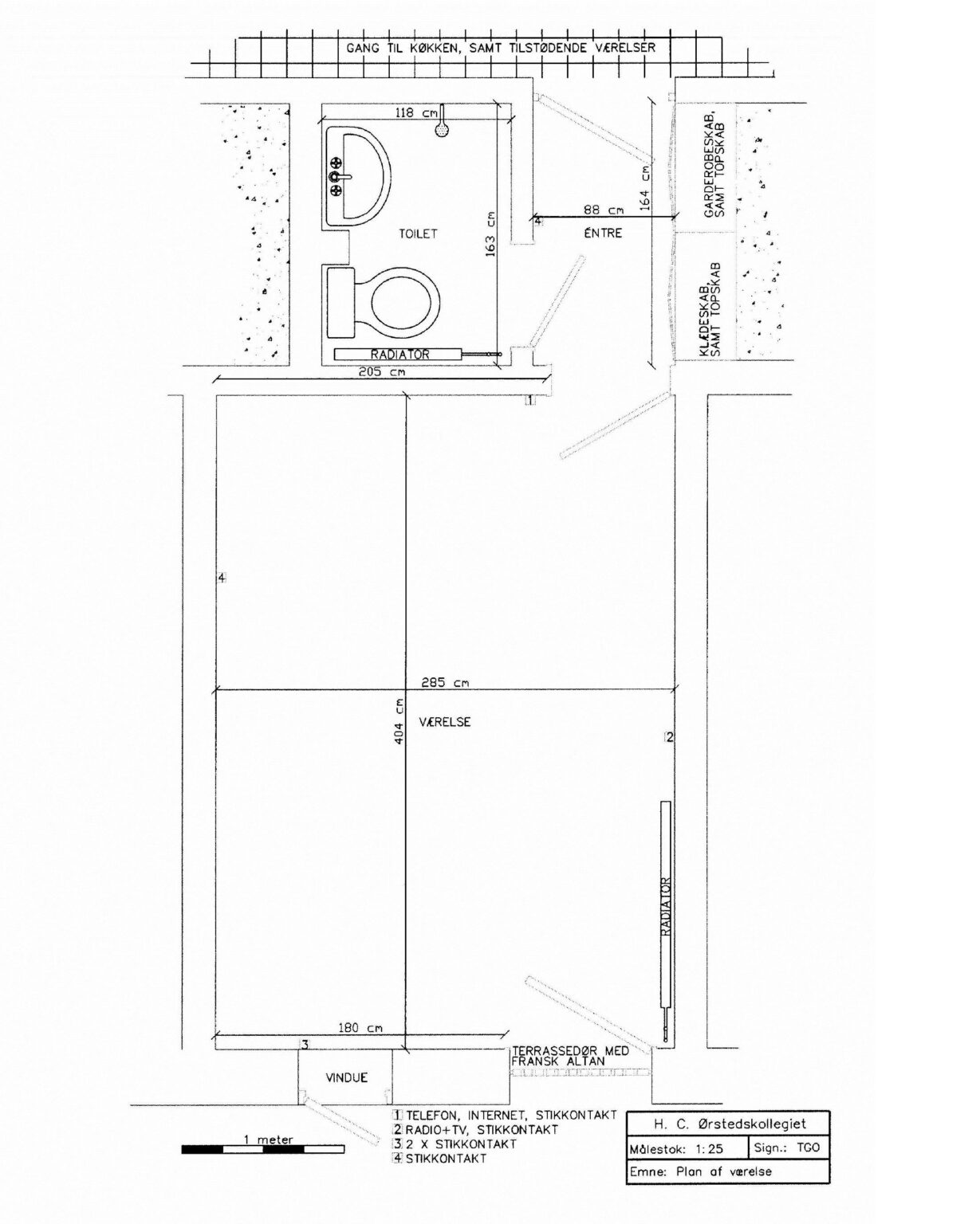 Værelser i blok 1 og 3 - H.C. Ørstedskollegiet